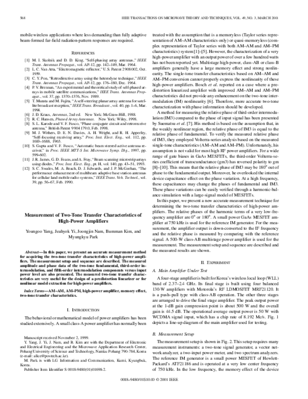 (PDF) Measuring Two-Tone Characteristics in Amplifiers