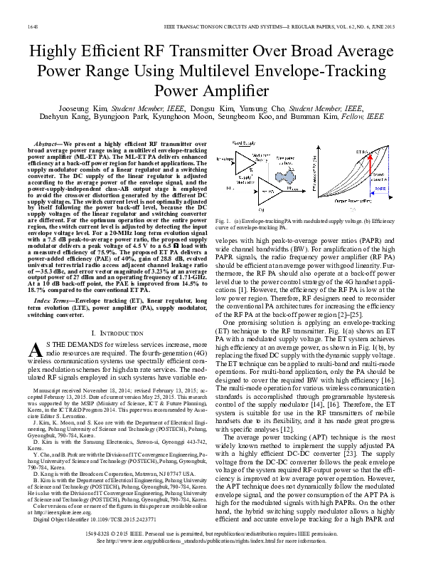 (PDF) Highly Efficient RF Transmitter Over Broad Average Power Range Using Multilevel Envelope ...