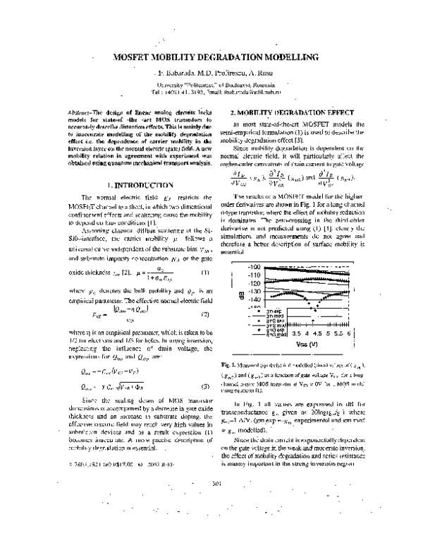(PDF) MOSFET mobility degradation modelling
