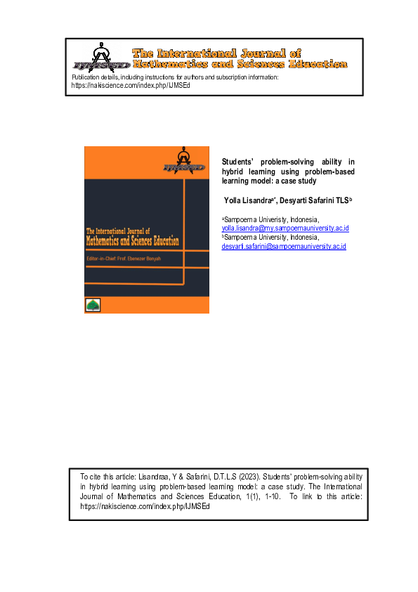(PDF) Students’ problem-solving ability in hybrid learning using problem-based learning model: a ...