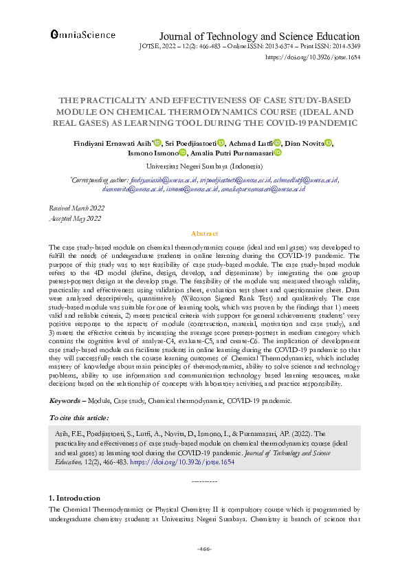 (PDF) The practicality and effectiveness of case study-based module on ...