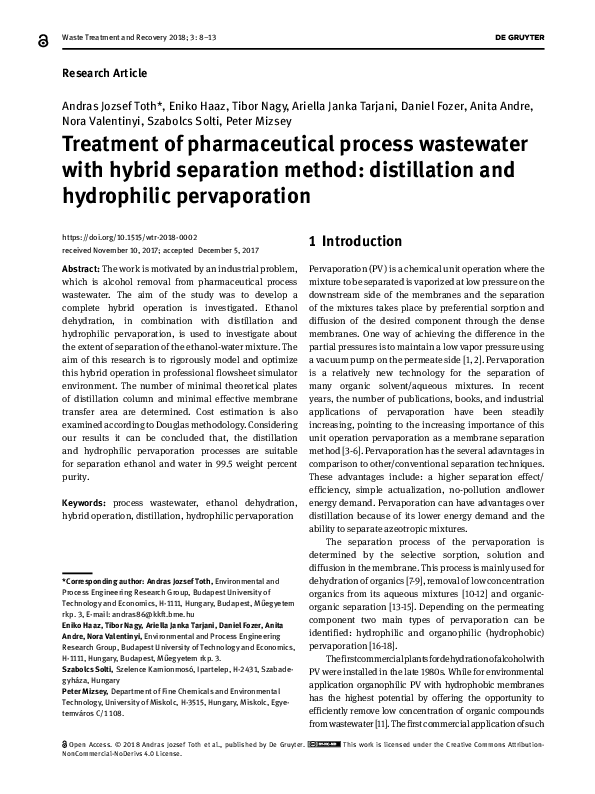 (PDF) Treatment of Pharmaceutical Process Wastewater with Hybrid ...