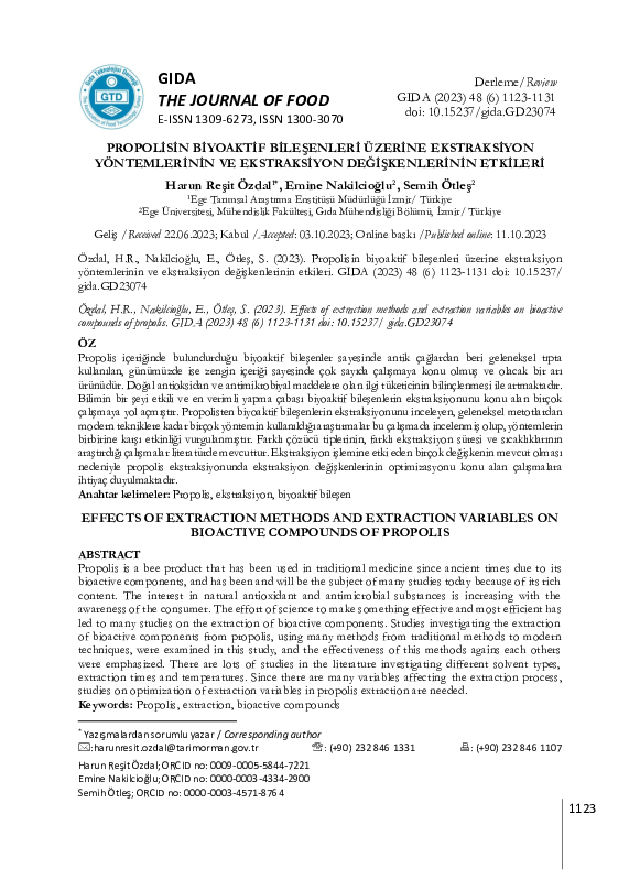 (PDF) Effects of Extraction Methods and Extraction Variables on ...