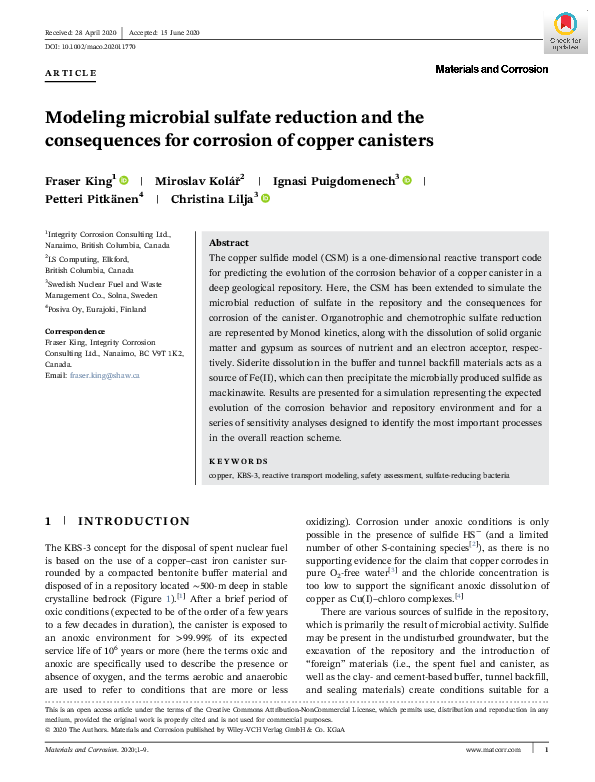 (PDF) Modeling microbial sulfate reduction and the consequences for ...