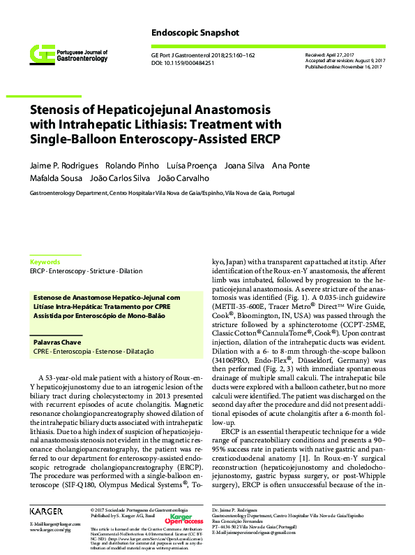 (PDF) Stenosis of Hepaticojejunal Anastomosis with Intrahepatic ...