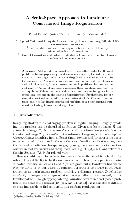 (PDF) A Scale-Space Approach to Landmark Constrained Image Registration