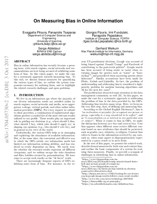 (PDF) On Measuring Bias in Online Information