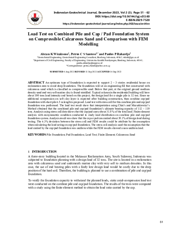 (PDF) Load Test on Combined Pile and Cap / Pad Foundation System on ...
