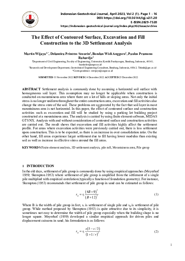 (PDF) Effect of Contoured Surface, Excavation and Fill Construction to ...