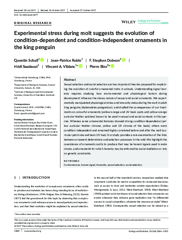 (PDF) Experimental stress during molt suggests the evolution of ...