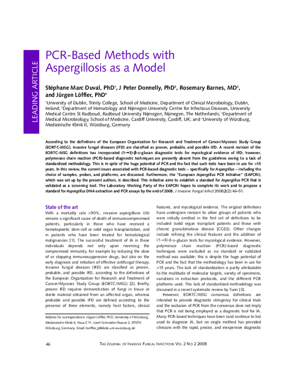 (PDF) PCR-Based Methods with Aspergillosis as a Model