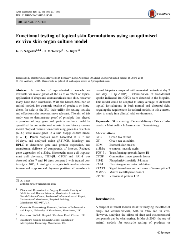 (PDF) Functional testing of topical skin formulations using an ...