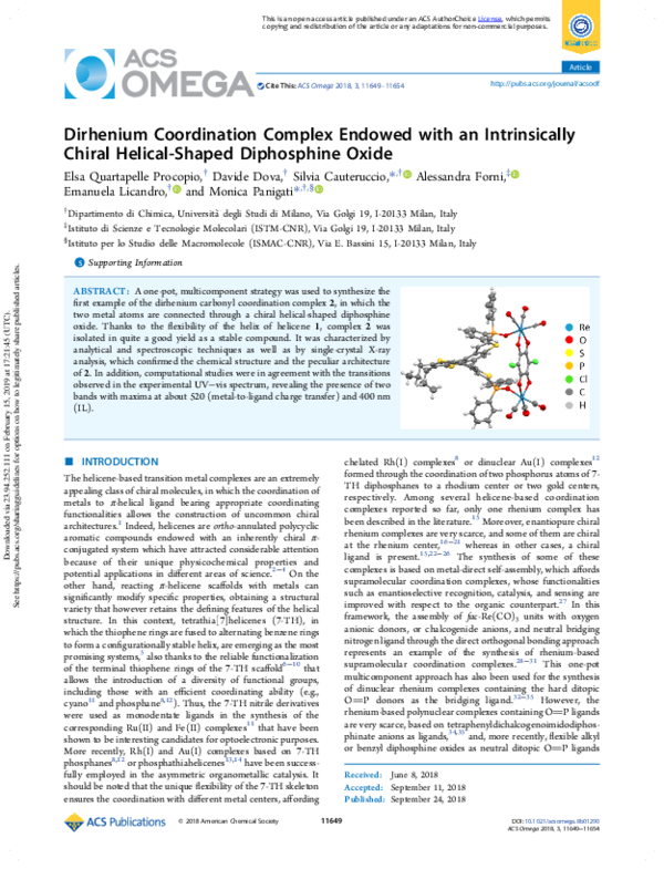 (PDF) Dirhenium Coordination Complex Endowed with an Intrinsically ...