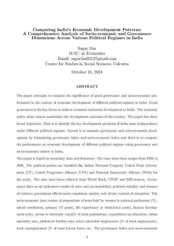 (PDF) Comparing India's Economic Development Patterns: A Comprehensive ...