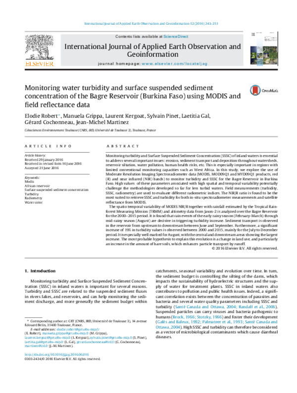 (PDF) Monitoring water turbidity and surface suspended sediment ...