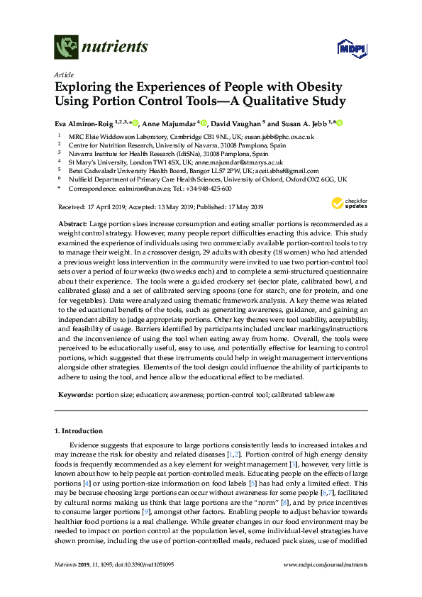 (PDF) Exploring the Experiences of People with Obesity Using Portion ...