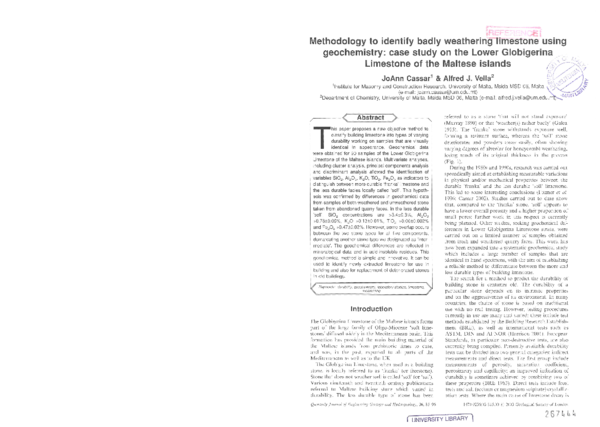 (PDF) Methodology to identify badly weathering limestone using ...