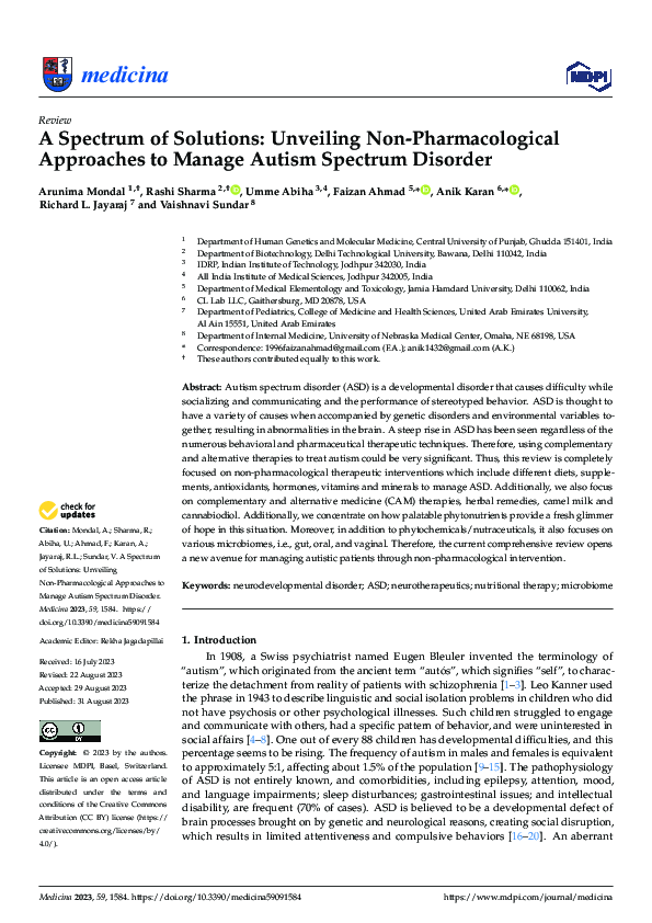 (PDF) A Spectrum of Solutions: Unveiling Non-Pharmacological Approaches ...