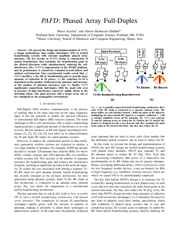 (PDF) PAFD: Phased Array Full-Duplex