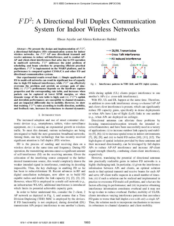 (PDF) FD2: A directional full duplex communication system for indoor wireless networks