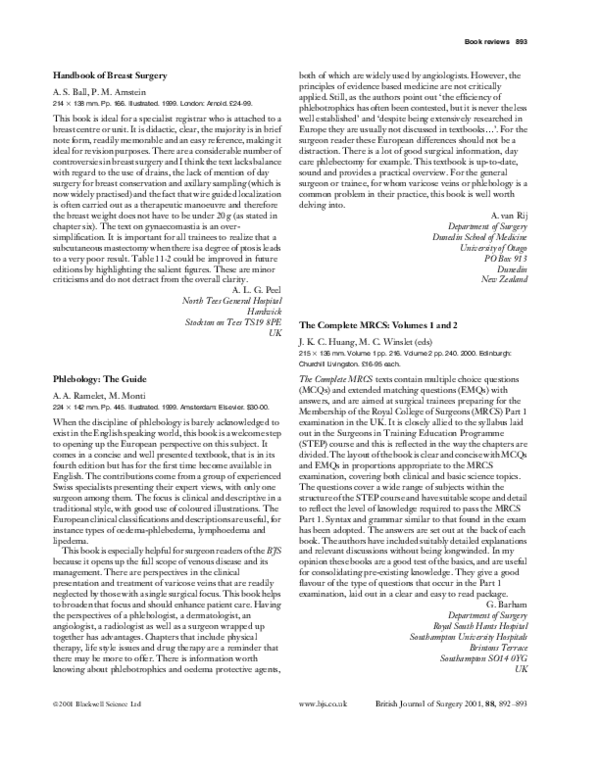 (PDF) The Complete MRCS: Volumes 1 and 2 J. K. C. Huang, M. C. Winslet ...