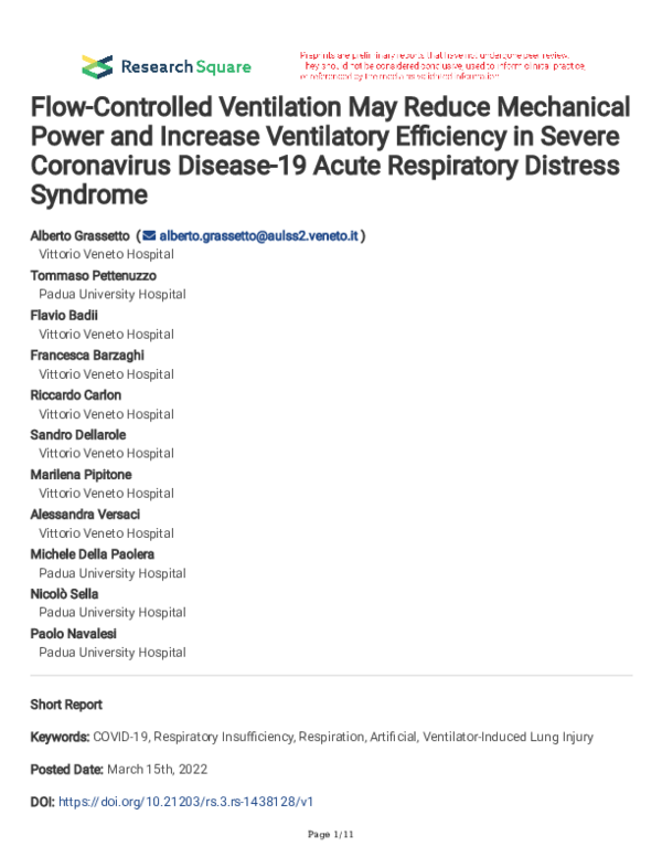 (PDF) Flow-Controlled Ventilation May Reduce Mechanical Power and ...