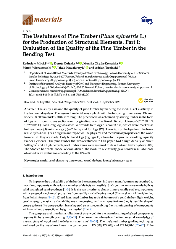 (PDF) The Usefulness of Pine Timber (Pinus sylvestris L.) for the ...
