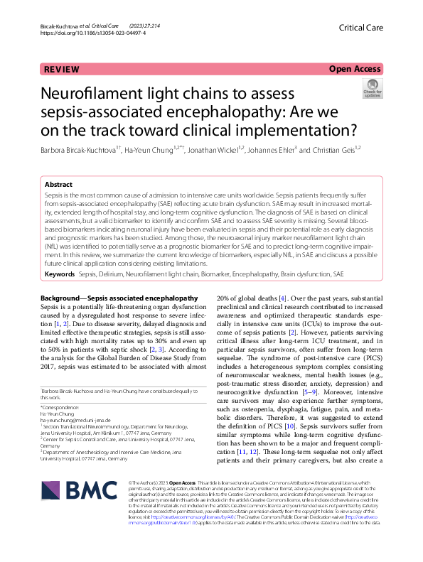 (PDF) Neurofilament light chains to assess sepsis-associated encephalopathy: Are we on the track ...