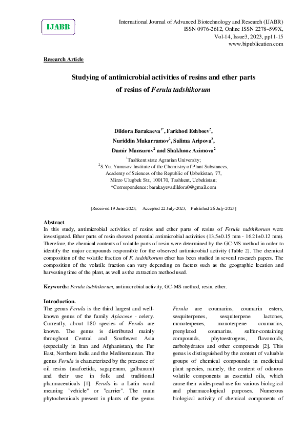 (PDF) Studying of antimicrobial activities of resins and ether parts of ...