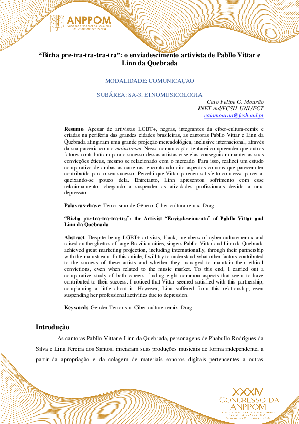 (PDF) “Bicha pre-tra-tra-tra-tra”: the Artivist “Enviadescimento” of ...