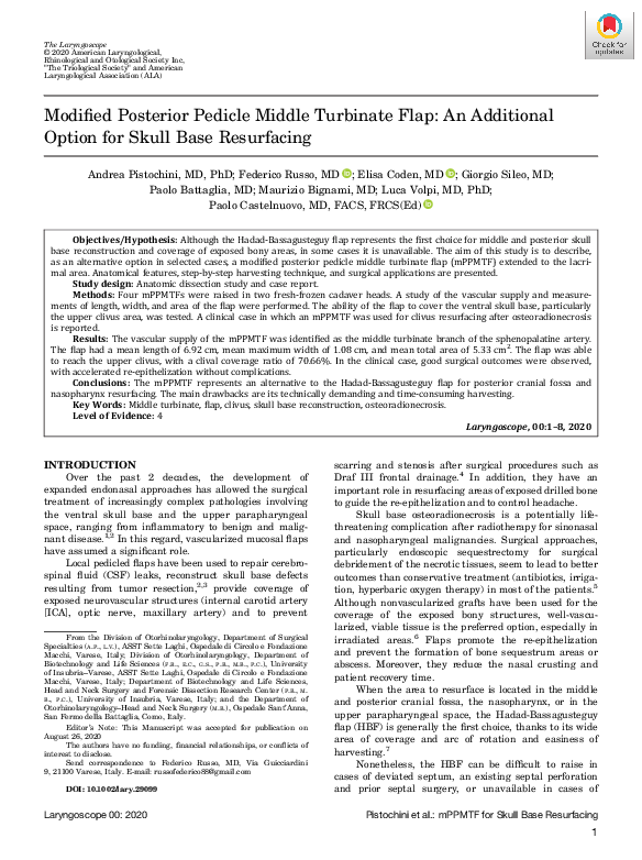 (PDF) Modified Posterior Pedicle Middle Turbinate Flap: An Additional ...