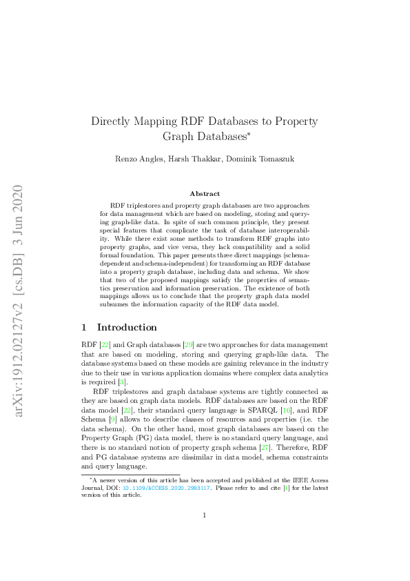 (PDF) Direct Mappings between RDF and Property Graph Databases