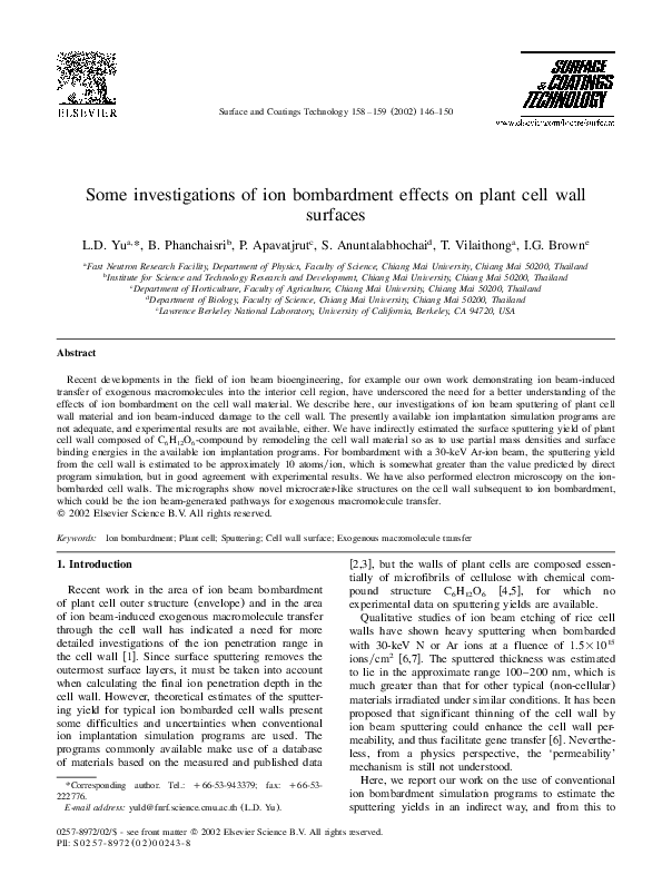 (PDF) Some investigations of ion bombardment effects on plant cell wall ...