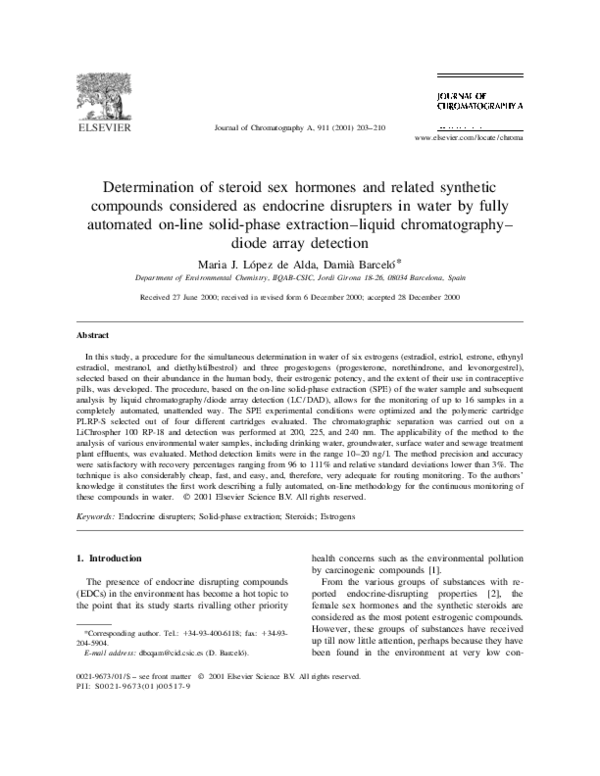 Pdf Determination Of Steroid Sex Hormones And Related Synthetic Compounds Considered As
