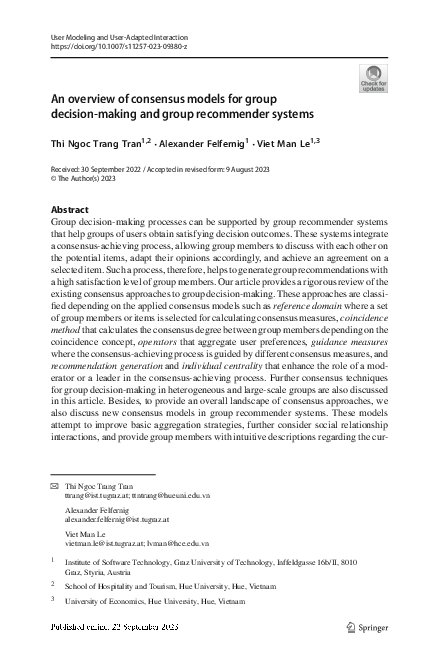 (PDF) An overview of consensus models for group decision-making and ...