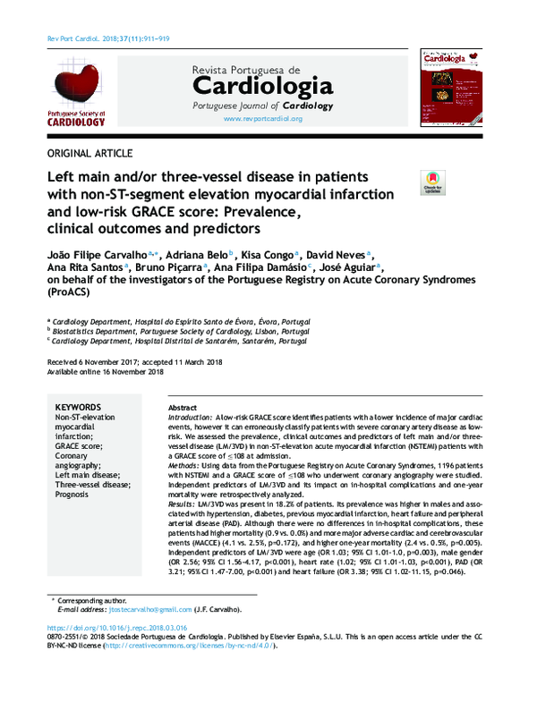 Left main and/or three-vessel disease in patients with non-ST-segment ...