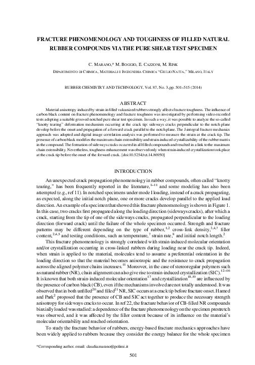 (PDF) Fracture Phenomenology and Toughness of Filled Natural Rubber ...