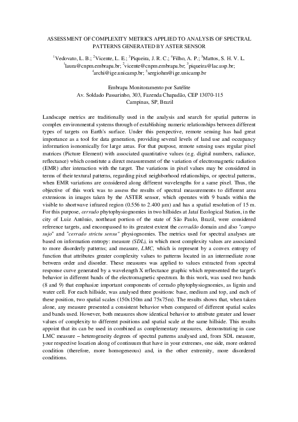 (PDF) Assessment of complexity metrics applied to analysis of spectral patterns generated by ...
