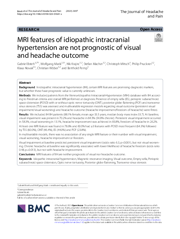 (PDF) MRI features of idiopathic intracranial hypertension are not ...