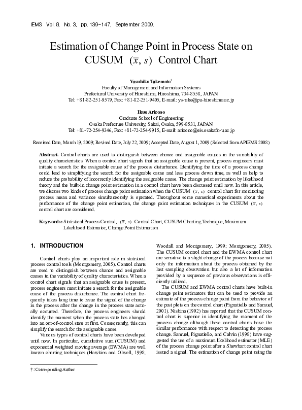 (PDF) CUSUM ( ,)x s Control Chart