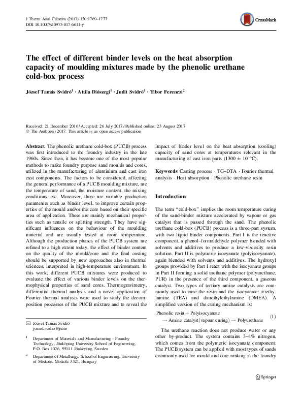 (PDF) The effect of different binder levels on the heat absorption ...