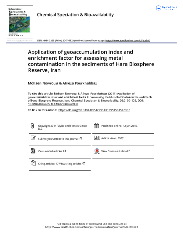 (PDF) Application of geoaccumulation index and enrichment factor for ...