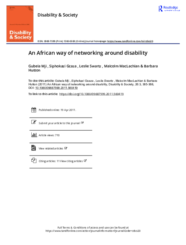 (PDF) An African way of networking around disability