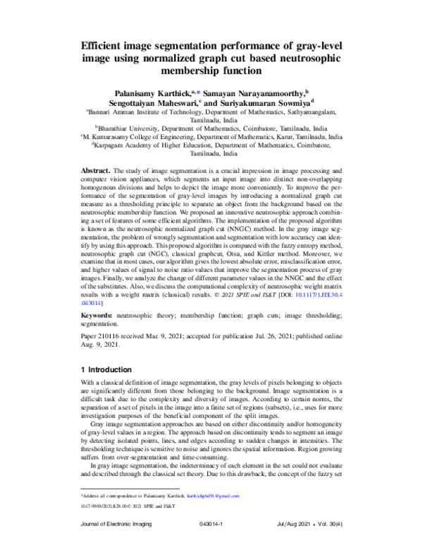 (PDF) Efficient image segmentation performance of gray-level image using normalized graph cut ...
