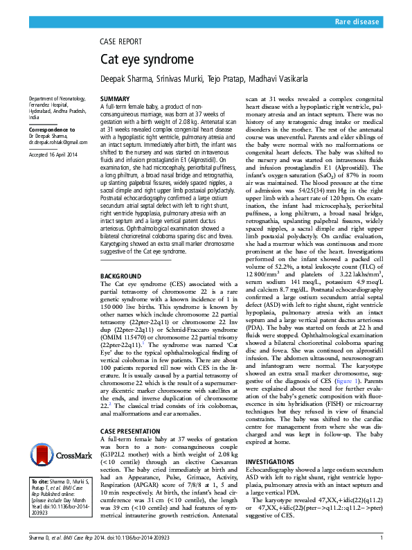 (PDF) Cat eye syndrome