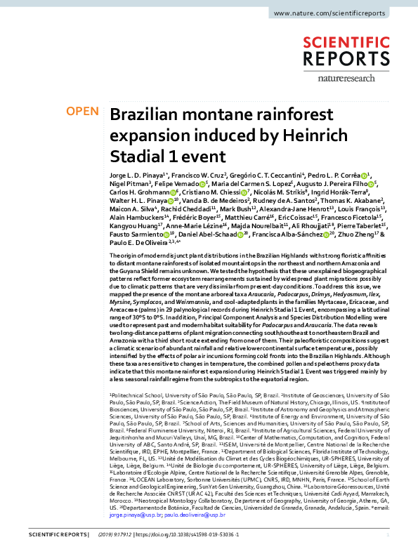 (PDF) Brazilian montane rainforest expansion induced by Heinrich ...