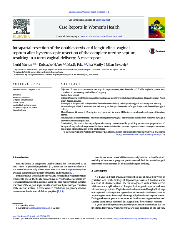 (PDF) Intrapartal resection of double cervix and longitudinal vsginsl ...