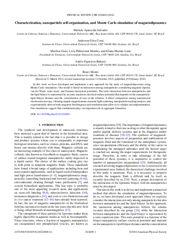 (PDF) Characterization, nanoparticle self-organization, and Monte Carlo simulation of ...
