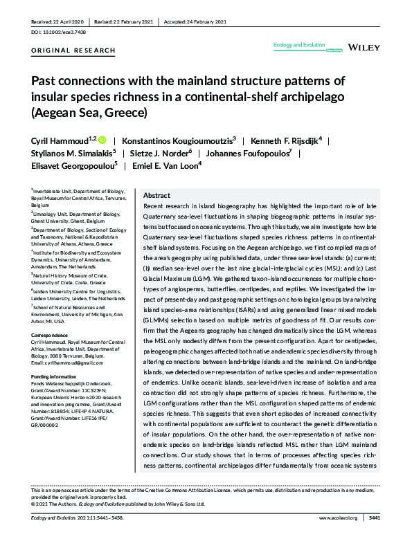 (PDF) Past connections with the mainland structure patterns of insular ...