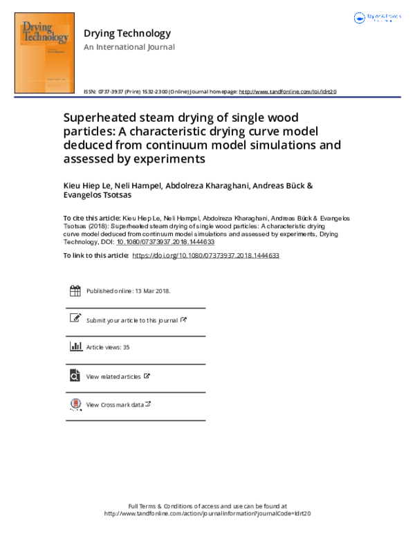 (PDF) Superheated steam drying of single wood particles: A ...